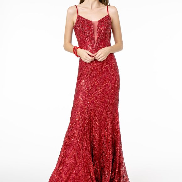 GLS Collective | Dresses | Illusion Neck Sheath Shape Prom Dress ...